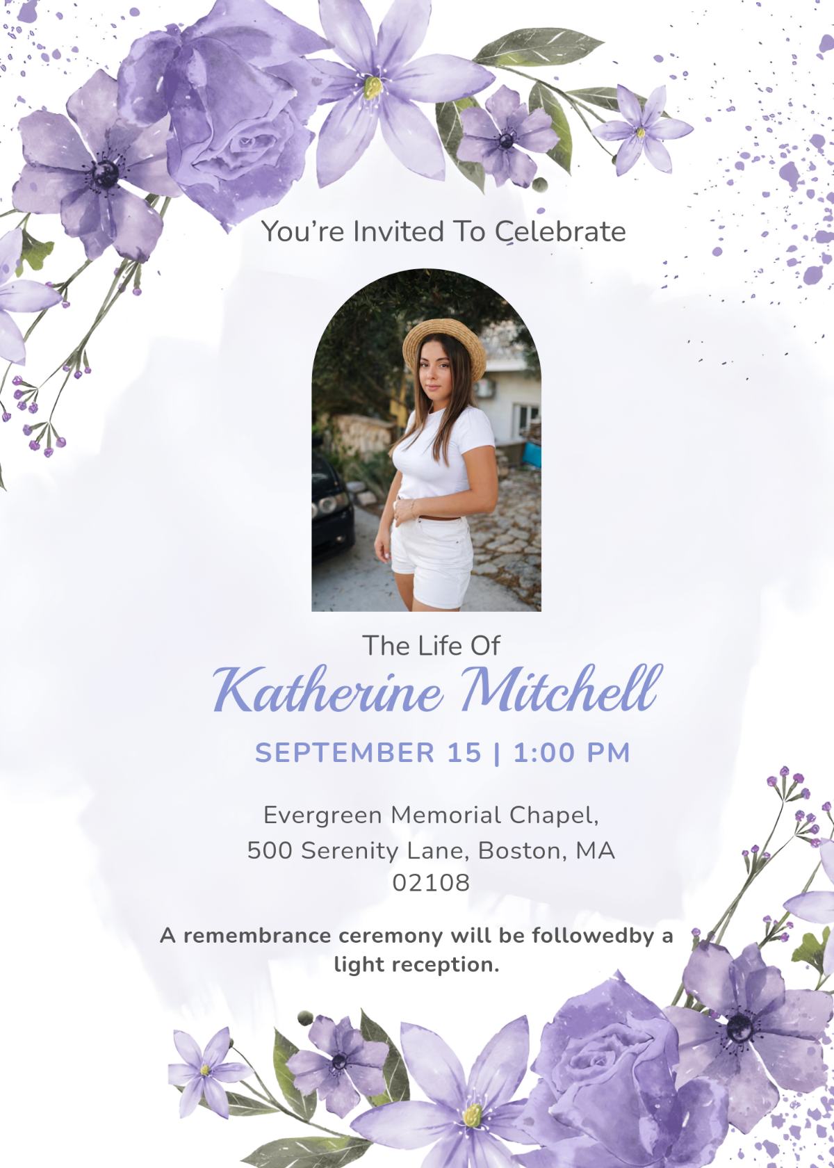 Free Celebration Of Life Invitation Templates Editable And Printable