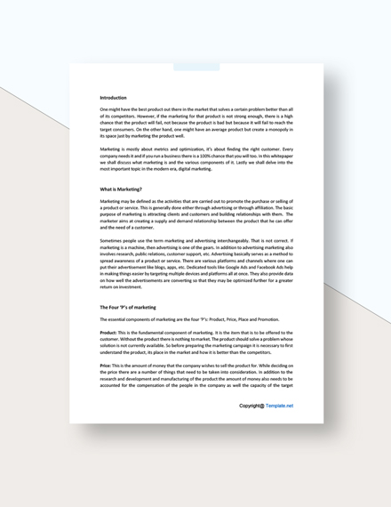Simple Marketing White Paper Template - Google Docs, Word | Template.net