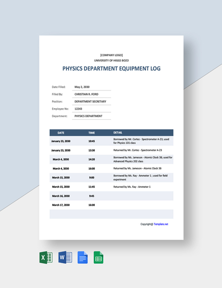 Free Sample Freelancer Log Template - Google Docs, Google Sheets, Excel, Word, Apple Numbers ...