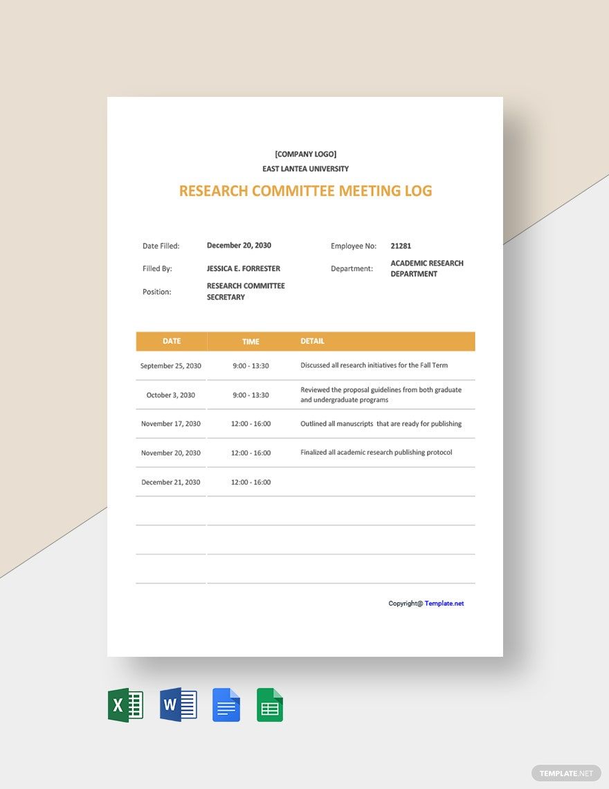 Simple Log Template Download In Word Google Docs PDF Template