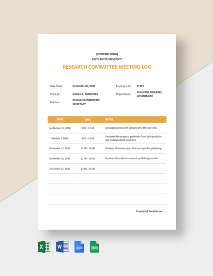 Free Simple Work From Home Log Template - Google Docs, Google Sheets ...