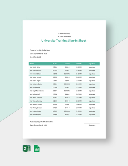 Training Sign In Sheet Template - Download in Word, Google Docs, PDF ...