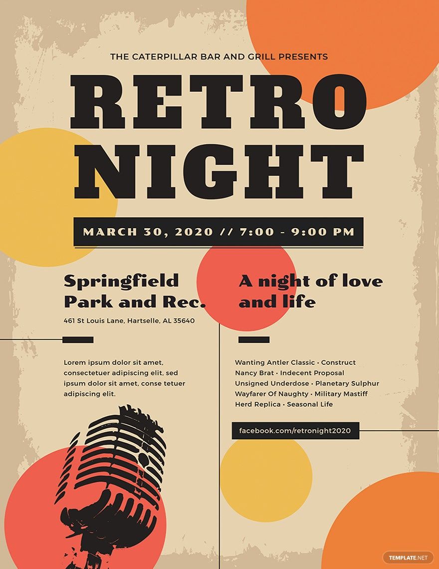 Vintage Concert Poster Template Illustrator Apple Pages PSD 
