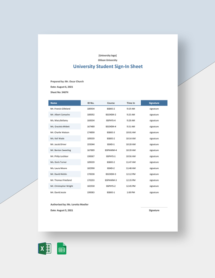 Student Organization Sign-up Sheet Template - Download in Excel, Google ...