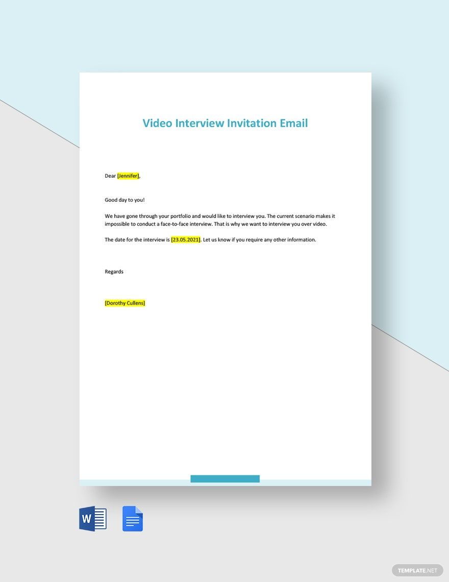 FREE Interview Invitation Template Download In Word Google Docs PDF 