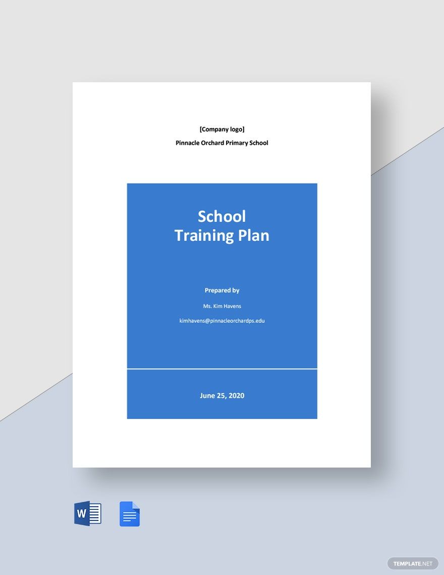 School Training Plan Template Google Docs Word Apple Pages 