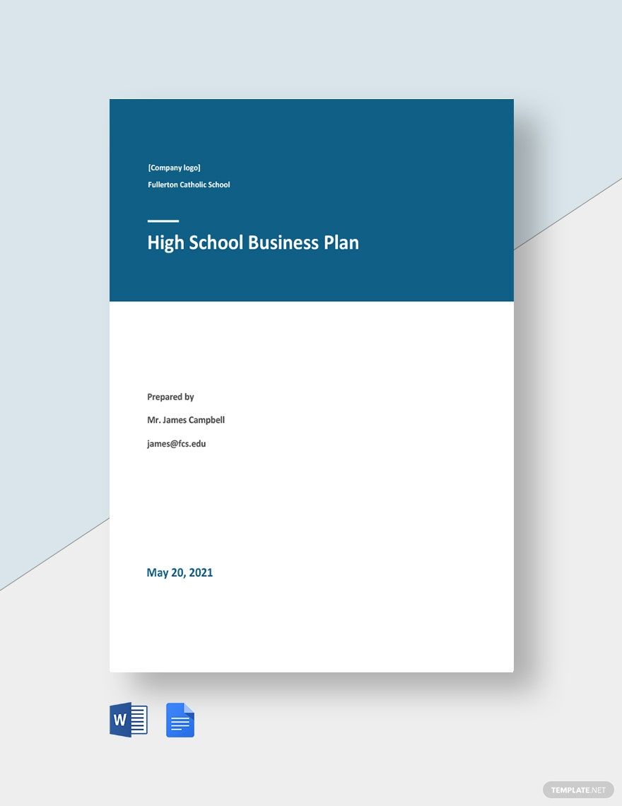 High School Business Plan Template Download In Word Google Docs 