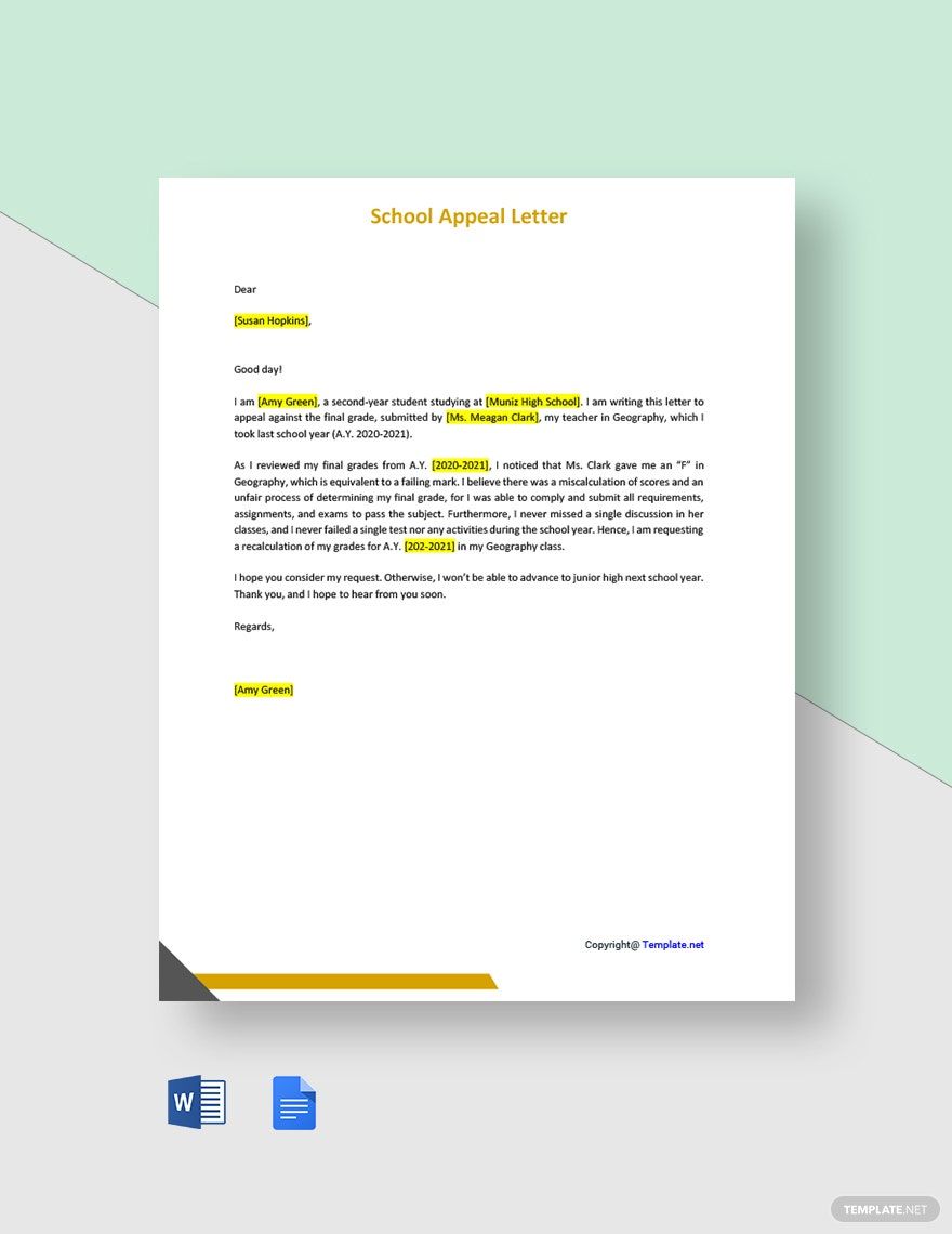 Disciplinary Appeal Letter Template