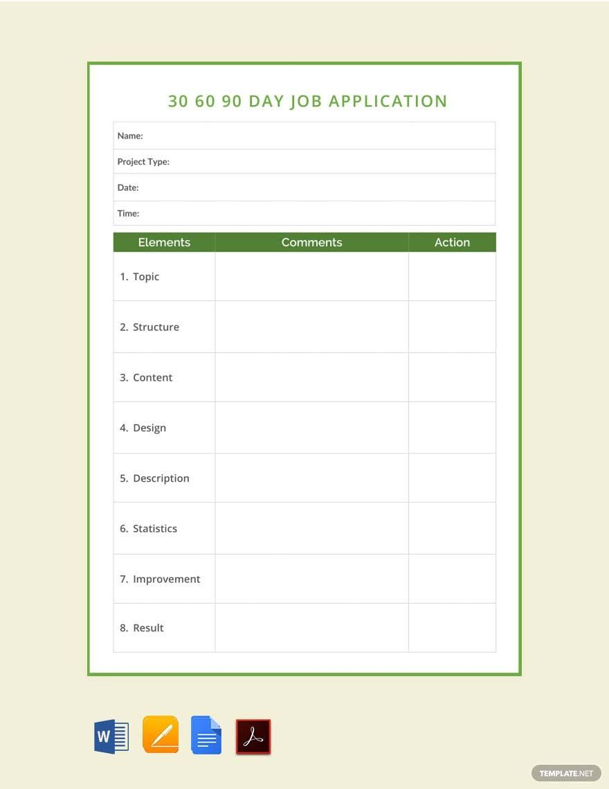 FREE 30 60 90 Word Template Download Template