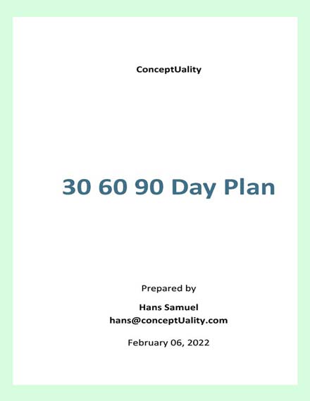 30 60 90 Day Plan Template - Google Docs, Word, Apple Pages | Template.net