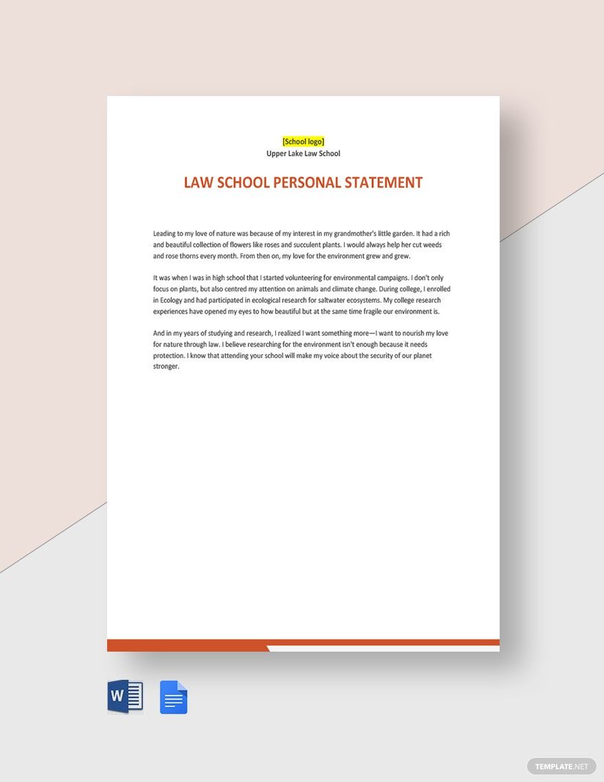 Law School Personal Statement Template Download In Word Google Docs Template