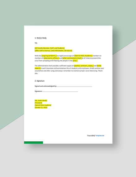 Free Sample School Notice Template - Google Docs, Word | Template.net
