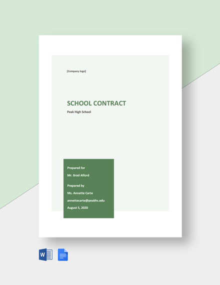 Free Simple School Contract Template - Google Docs, Word | Template.net