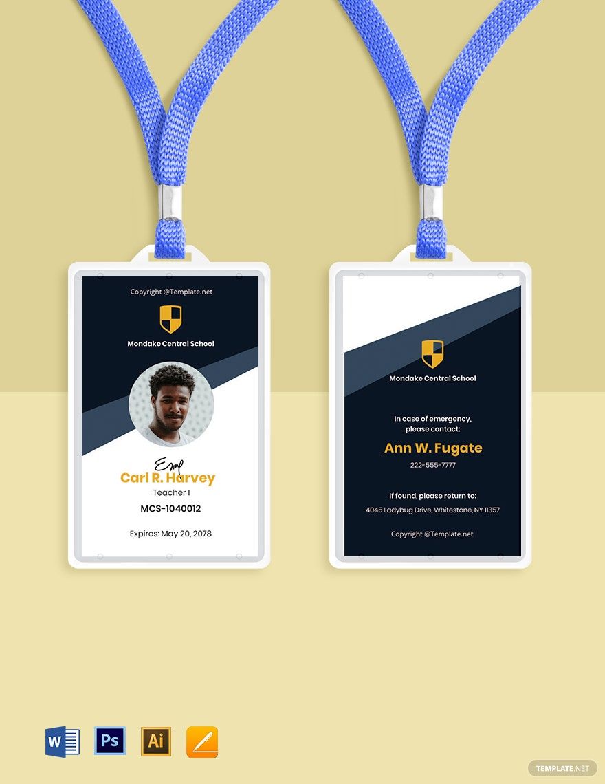 FREE School ID Card PDF Template Download Template