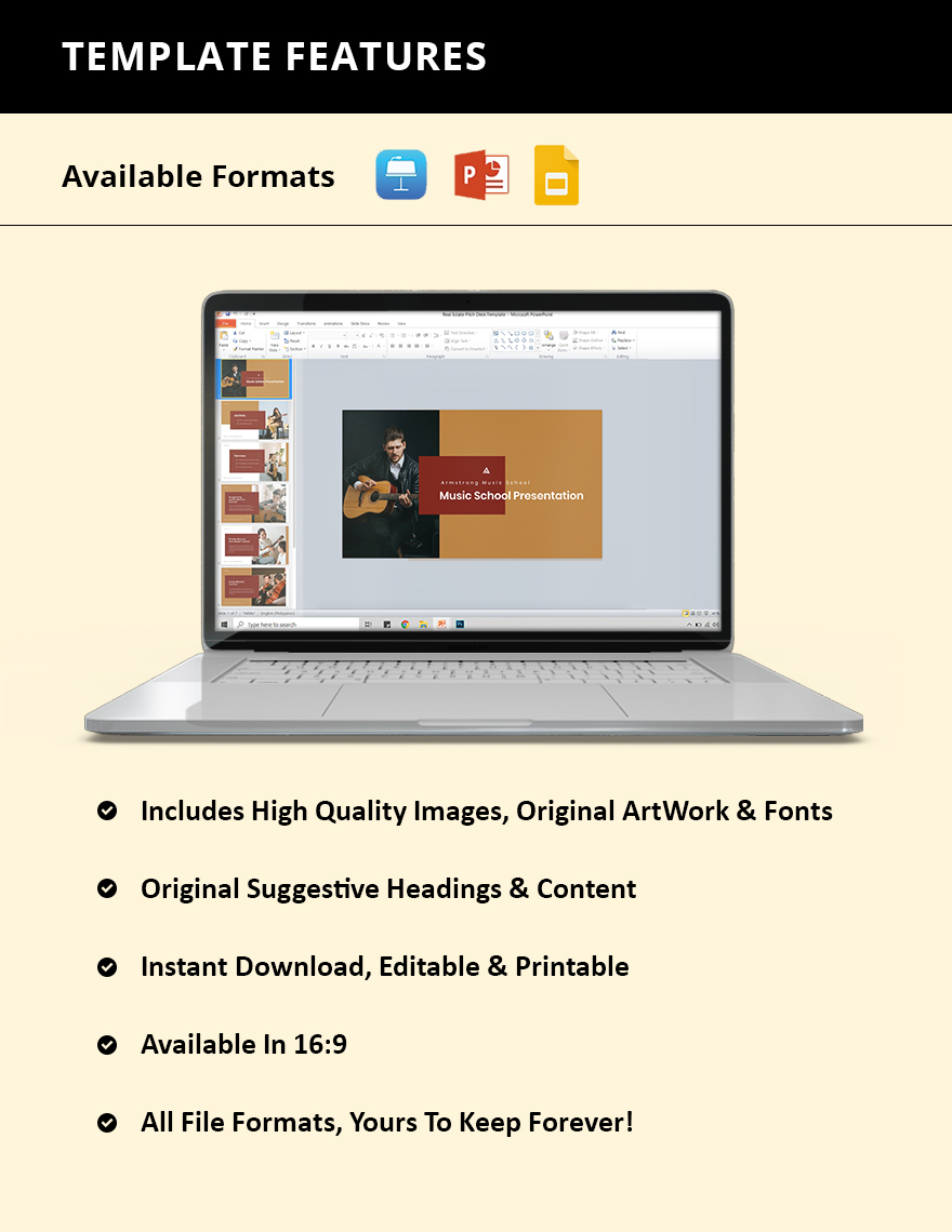 Music School Presentation Template - Download in PowerPoint, Google ...