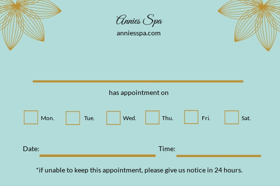 Spa Appointment Card Template in Illustrator, Word, Apple Pages, PSD ...