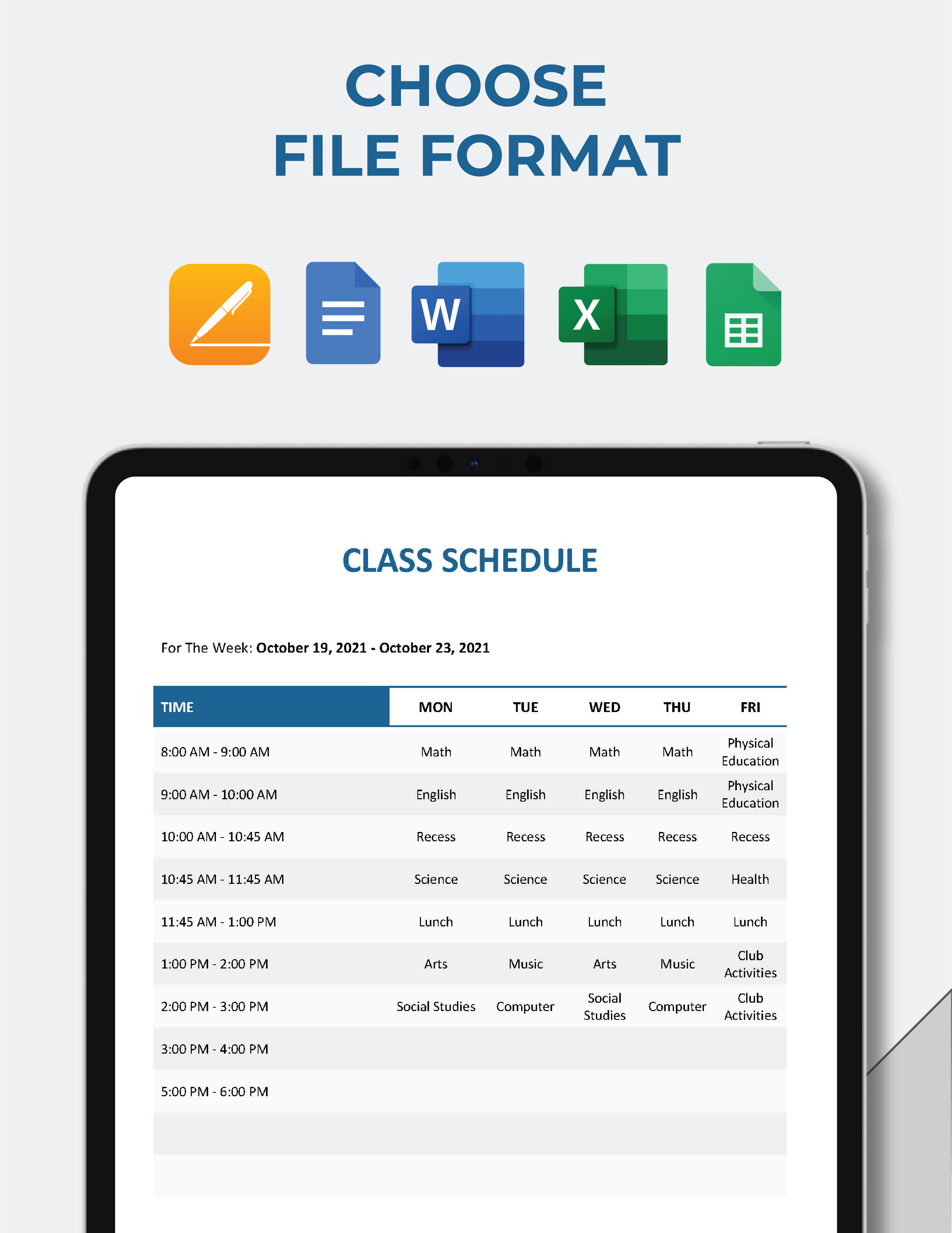 Class Schedule Template - Download in Word, Google Docs, Excel, Google ...