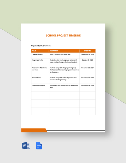 Sample School Project Proposal Template [Free PDF] - Word | Google Docs