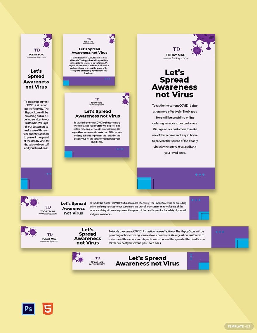 Coronavirus COVID 19 Awareness Promotional Banner Template PSD 