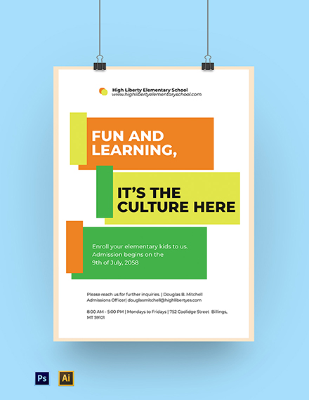 Free Sample School Poster Template - Illustrator, PSD | Template.net