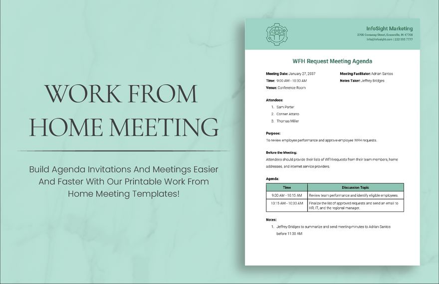 work from home meeting agenda Template - Google Docs, Word, Apple Pages ...