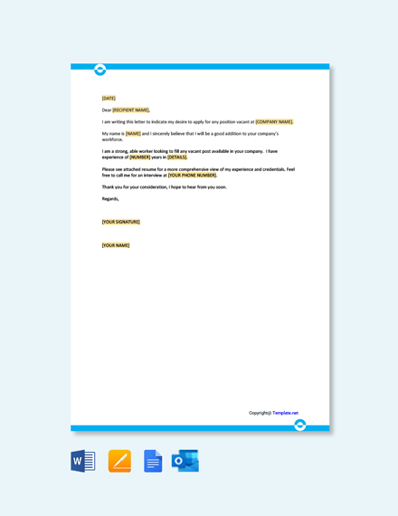 General Application Letter For Any Position Template Free PDF Word 