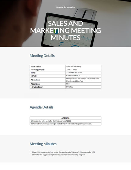 Free Sales Meeting Minutes Template - Google Docs, Word, Apple Pages ...