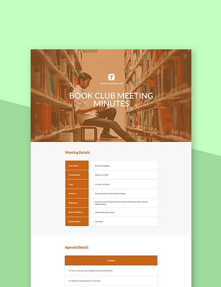 FREE sample book club meeting minutes - Word | Template.net