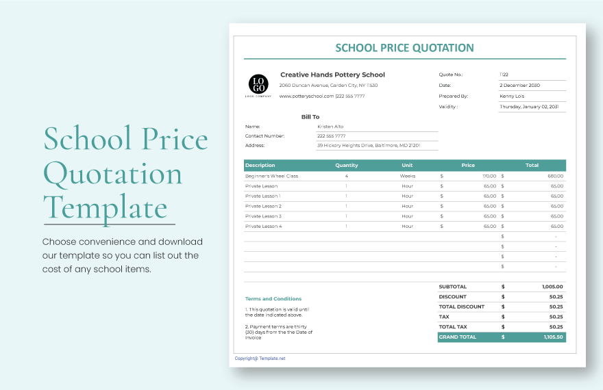 Food Price Quotation Template - Download in Word, Google Docs, Google ...