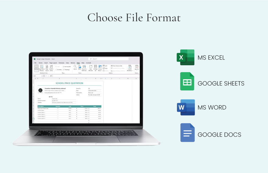 School Price Quotation Template - Download in Word, Google Docs, Excel ...