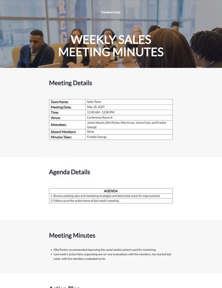 Free Sales Meeting Minutes Template - Google Docs, Word, Apple Pages ...