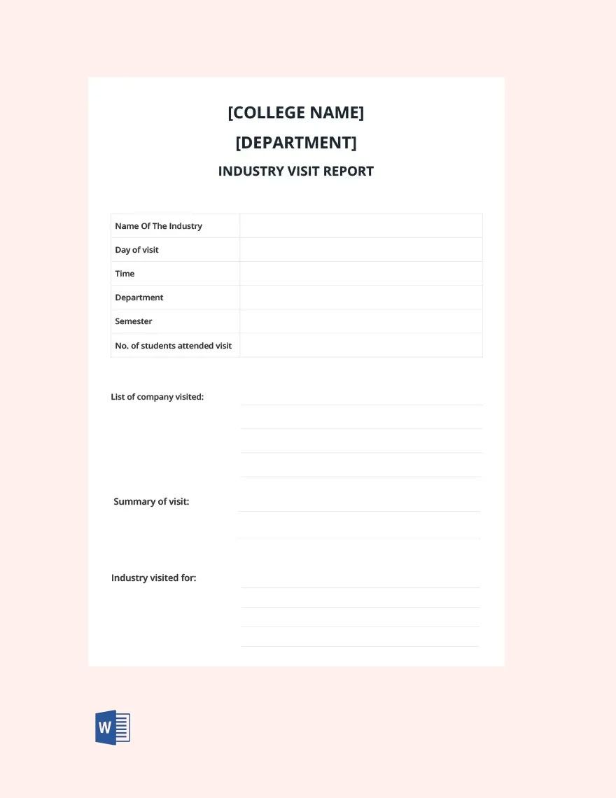 Industry Visit Report Template Download In Word Google Docs Apple Pages Template