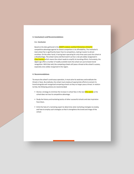 Sample School Swot Analysis Template - Google Docs, Word | Template.net