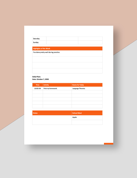 School Student Planner Template - Google Docs, Word | Template.net