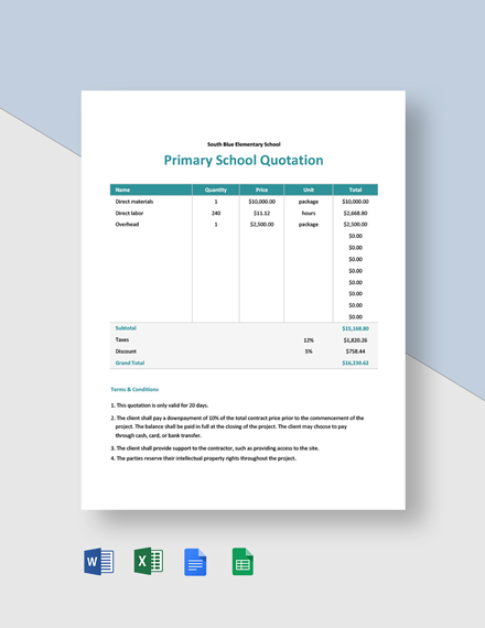 FREE Sample Quotation Template - PDF | Word (DOC) | Excel | Apple (MAC ...