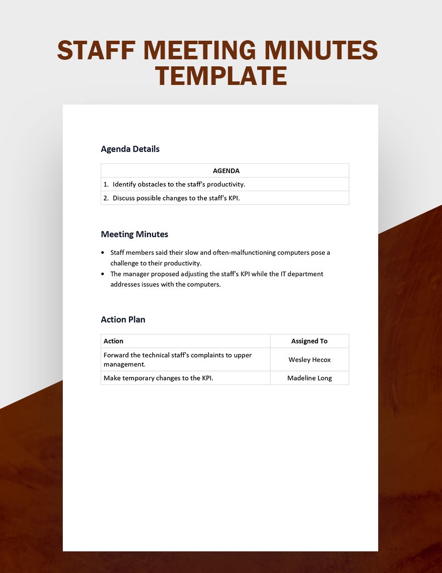 Staff Meeting Minutes Template - Google Docs, Word, Apple Pages ...