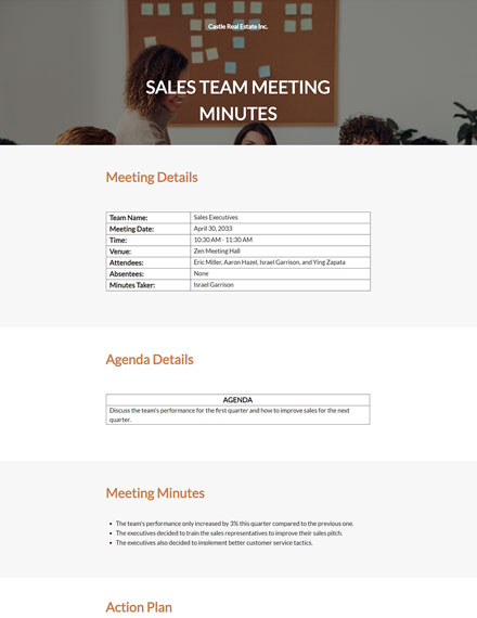 Free Simple Real Estate Meeting Minutes Template - Google Docs, Word ...