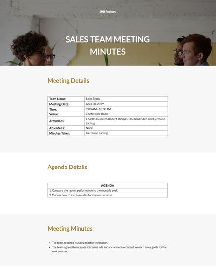 Free Sales Meeting Minutes Template - Google Docs, Word, Apple Pages ...