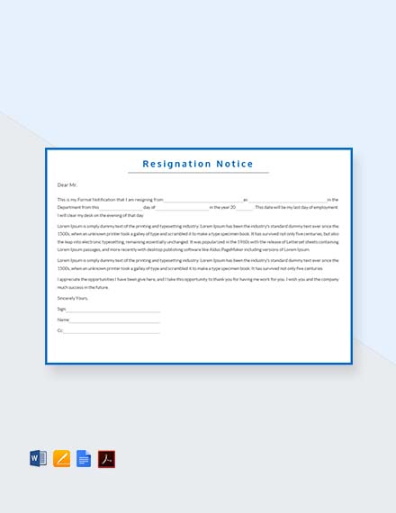 Free Resignation Notice Template