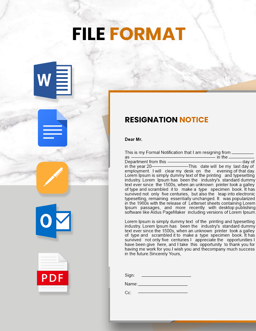 Free Resignation Notice Template - Google Docs, Word, Apple Pages, PDF ...