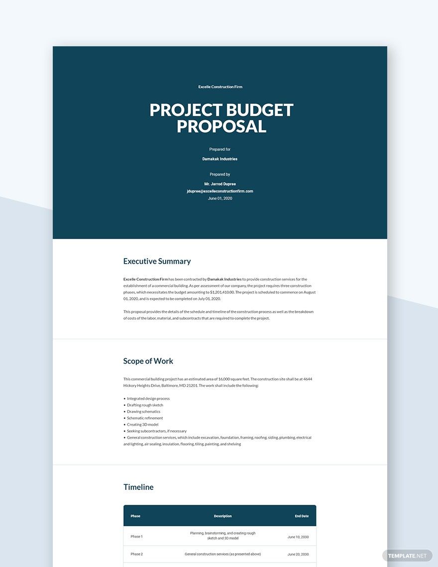 Team Building Budget Proposal Template Google Docs Word Apple Pages 