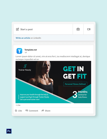 FREE Personal Trainer Linkedin Post Template - PSD | Template.net