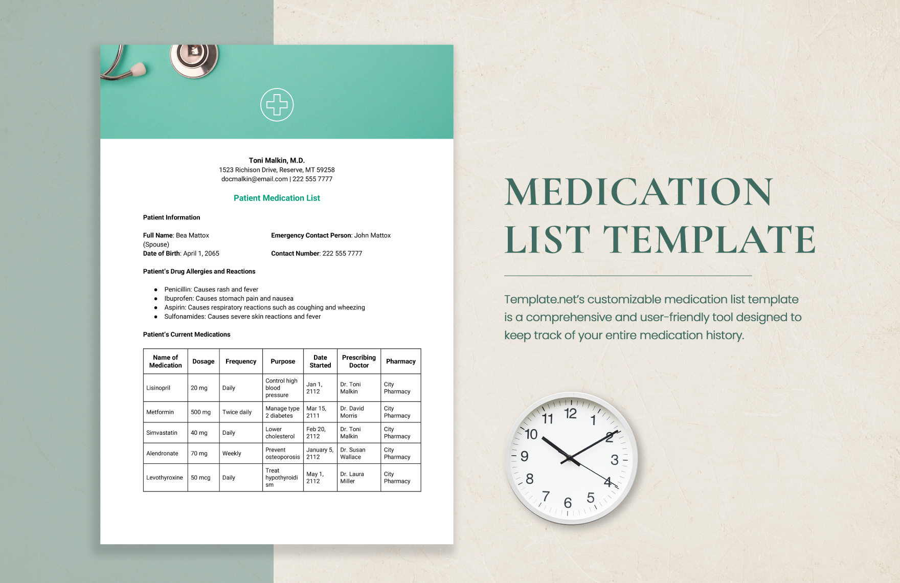 Medication List Template - Download in Word, Google Docs, PDF, Apple ...