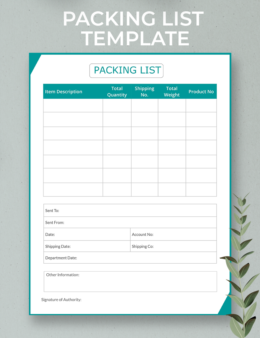Packing List Template Google Docs Word Template