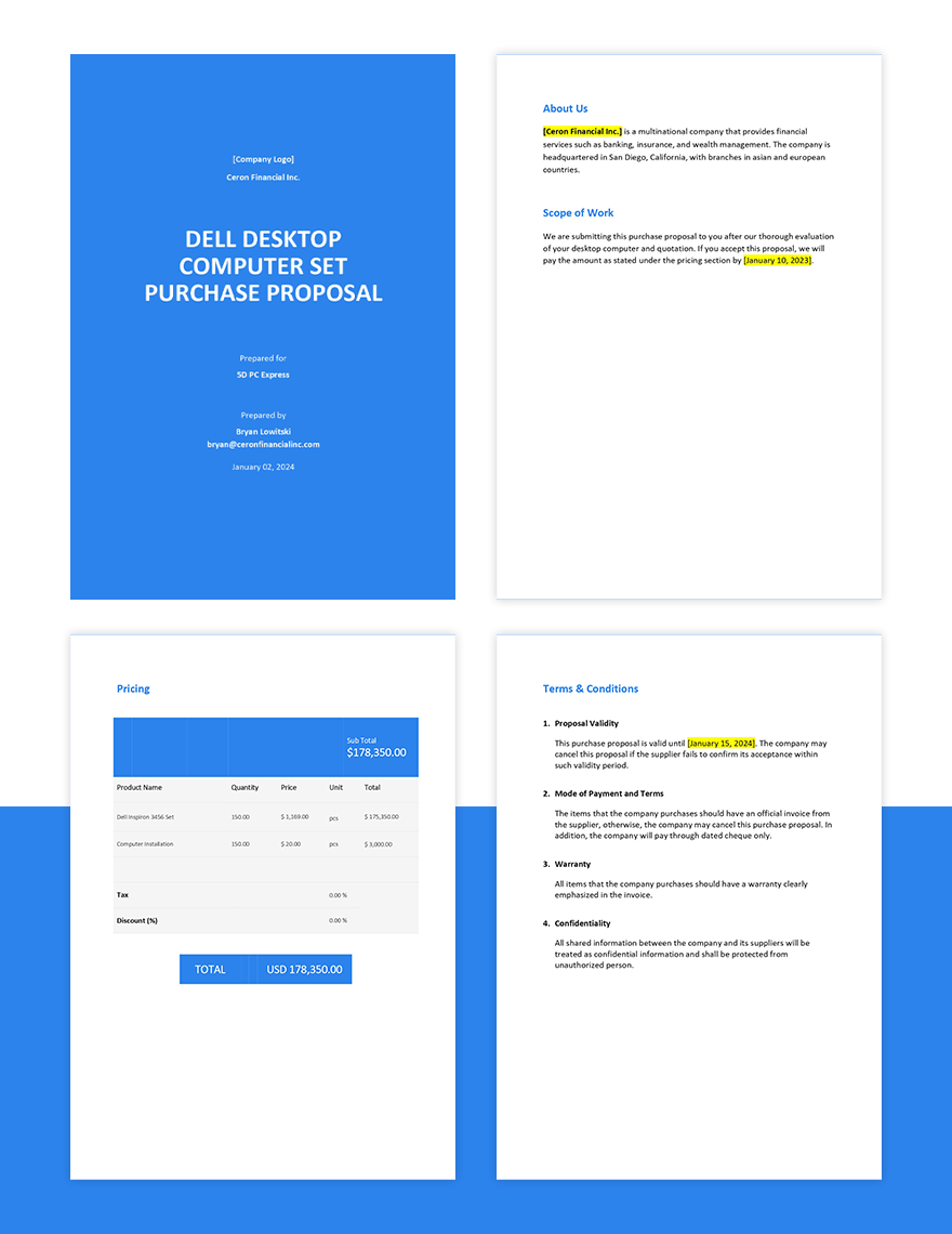 Computer Purchase Proposal Template - Google Docs, Word, Apple Pages ...