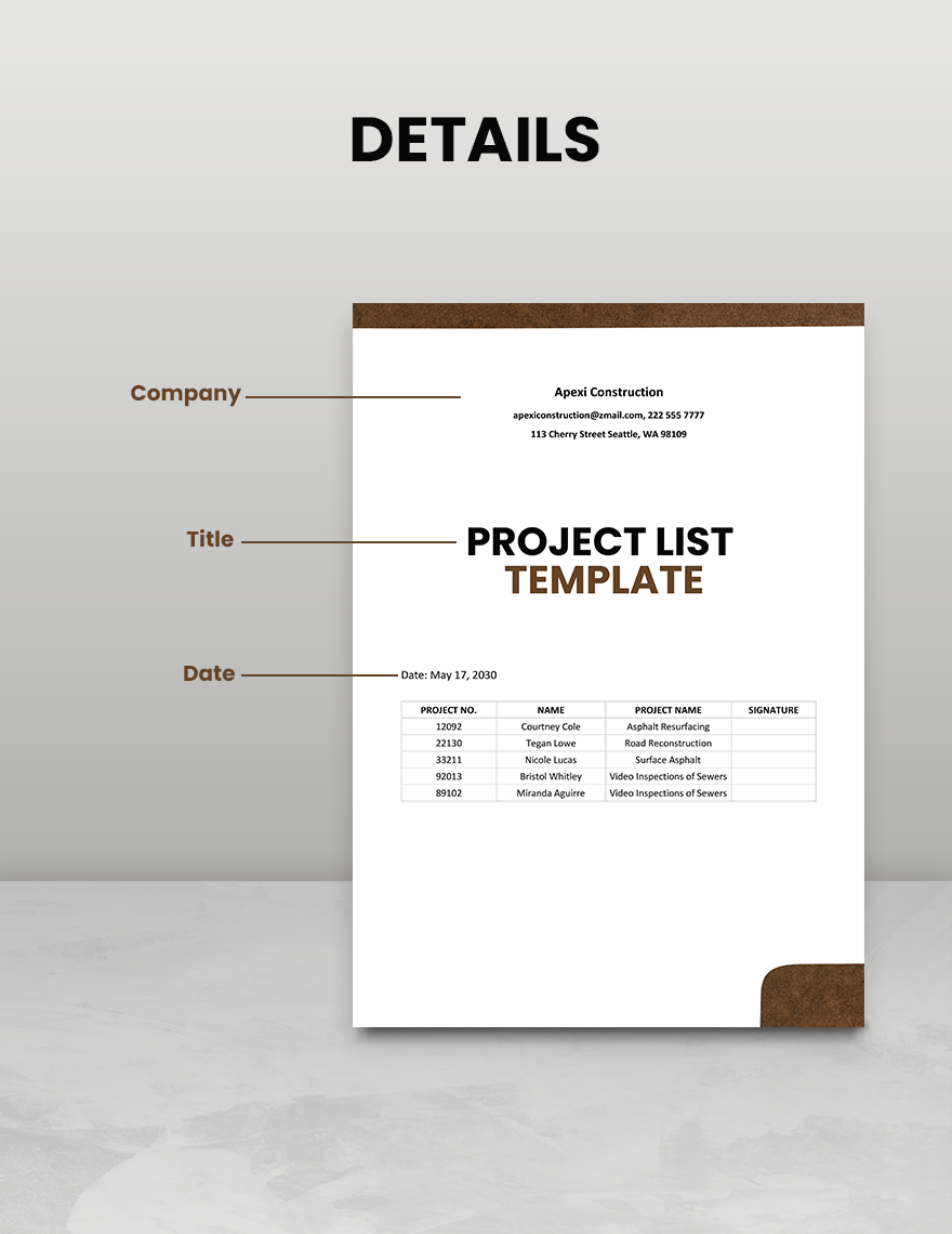 Project List Template - Google Docs, Word | Template.net