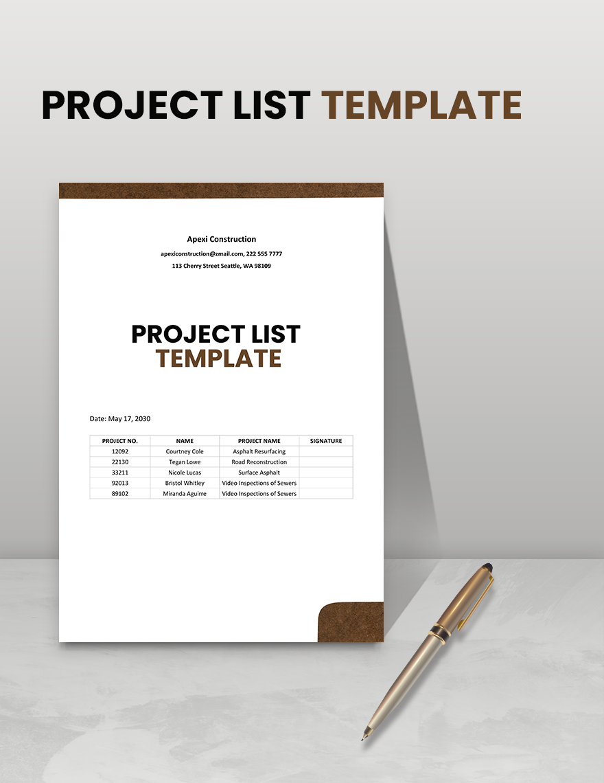 Project List Template - Google Docs, Word | Template.net