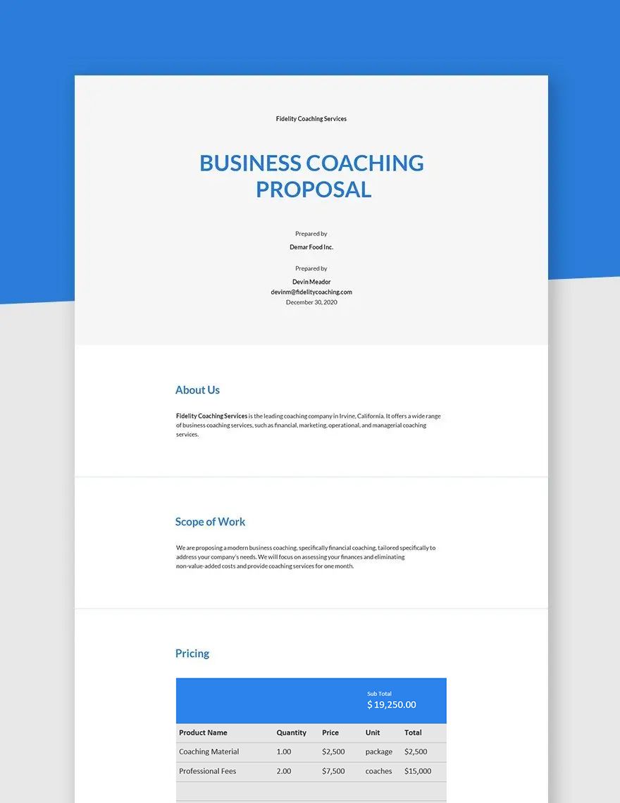 Business Coaching Proposal Template Google Docs Word Apple Pages 