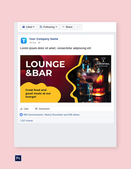 Bar/Lounge Instagram Post Template - Download in PSD | Template.net