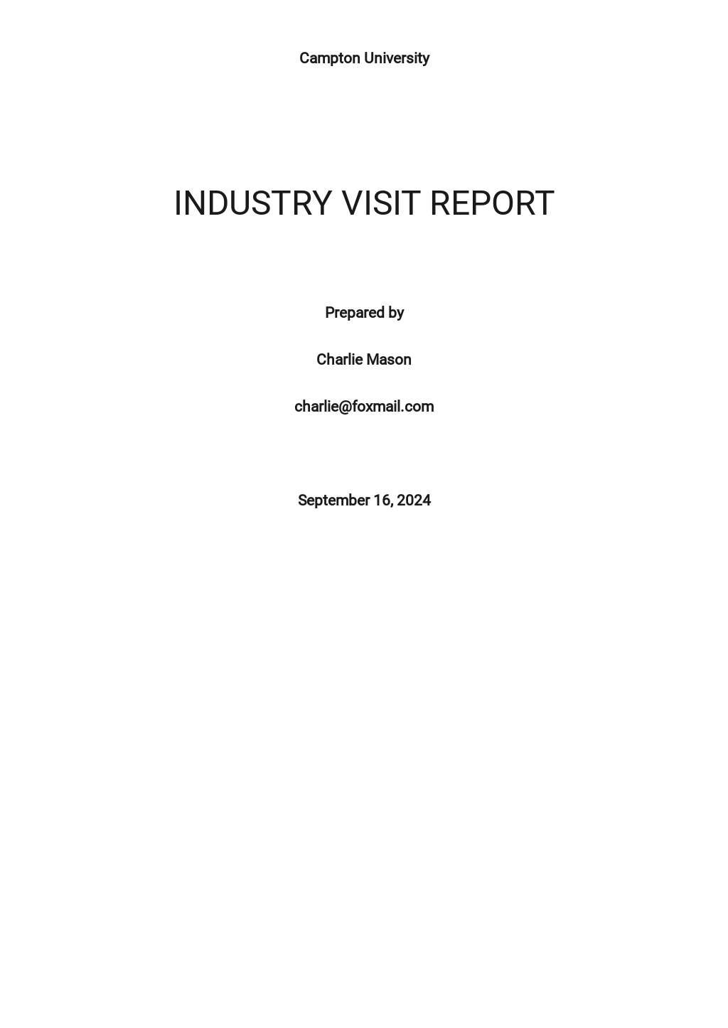 Industry Report Template